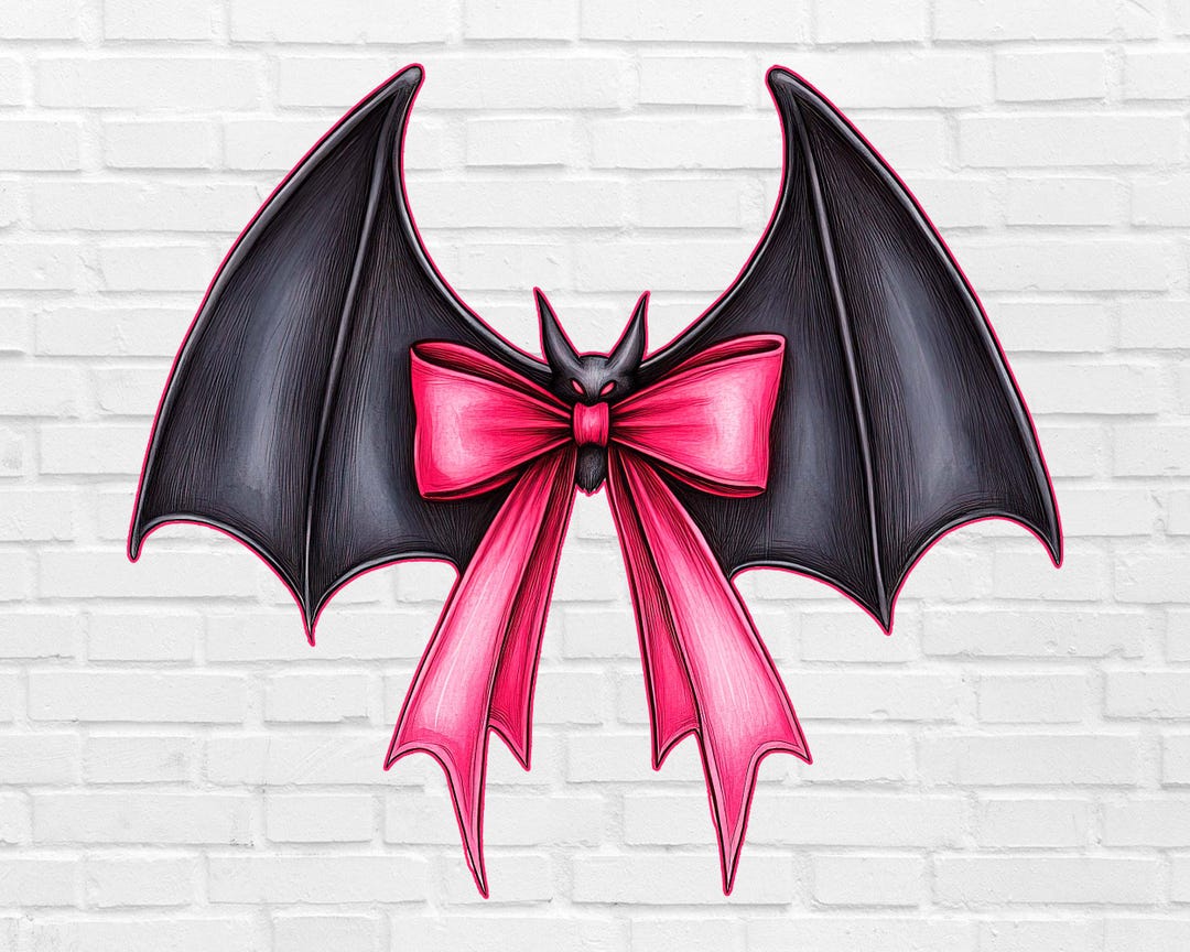 Halloween Gothic Coquette Bow PNG | Bat Coquette Bow PNG | Bat With ...