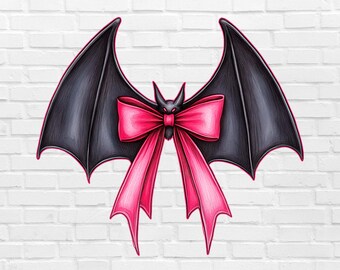 Bat With Pink Coquette Bow PNG | Halloween Gothic Coquette Bow PNG ...