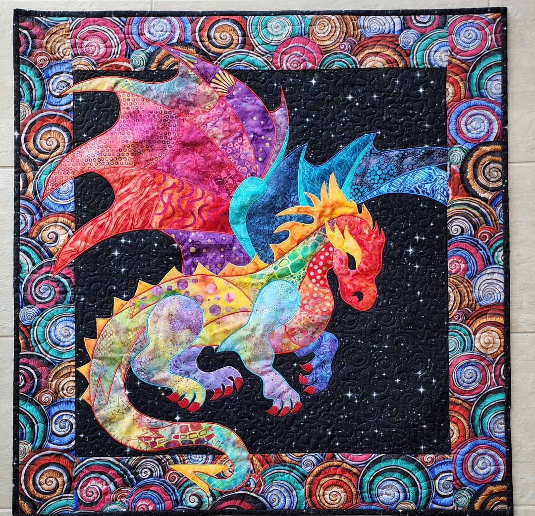 Original Design Dragon Applique Quilted Wallhanging Wall Art - Etsy