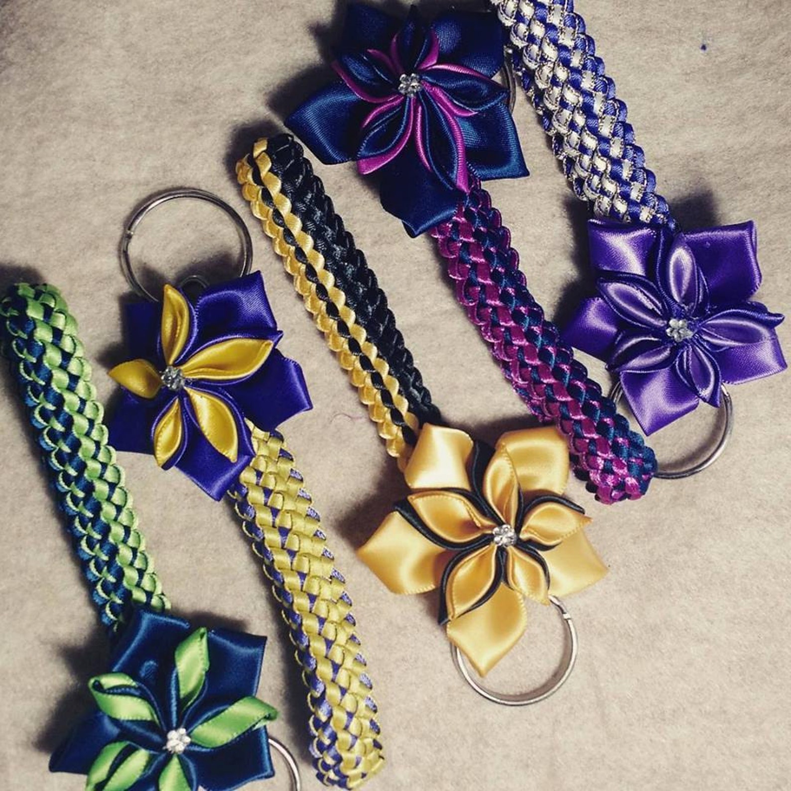 Double Braid Keychain With Flower | Etsy