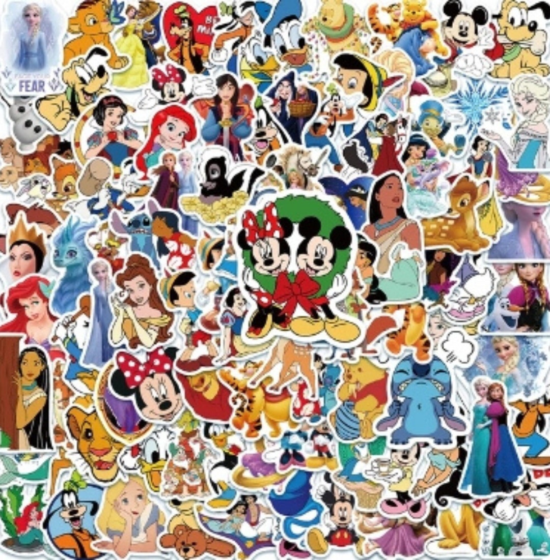 100pcs Disney Mix Cartoon Cute Stitch Micky Princess Stickers Vinyl ...