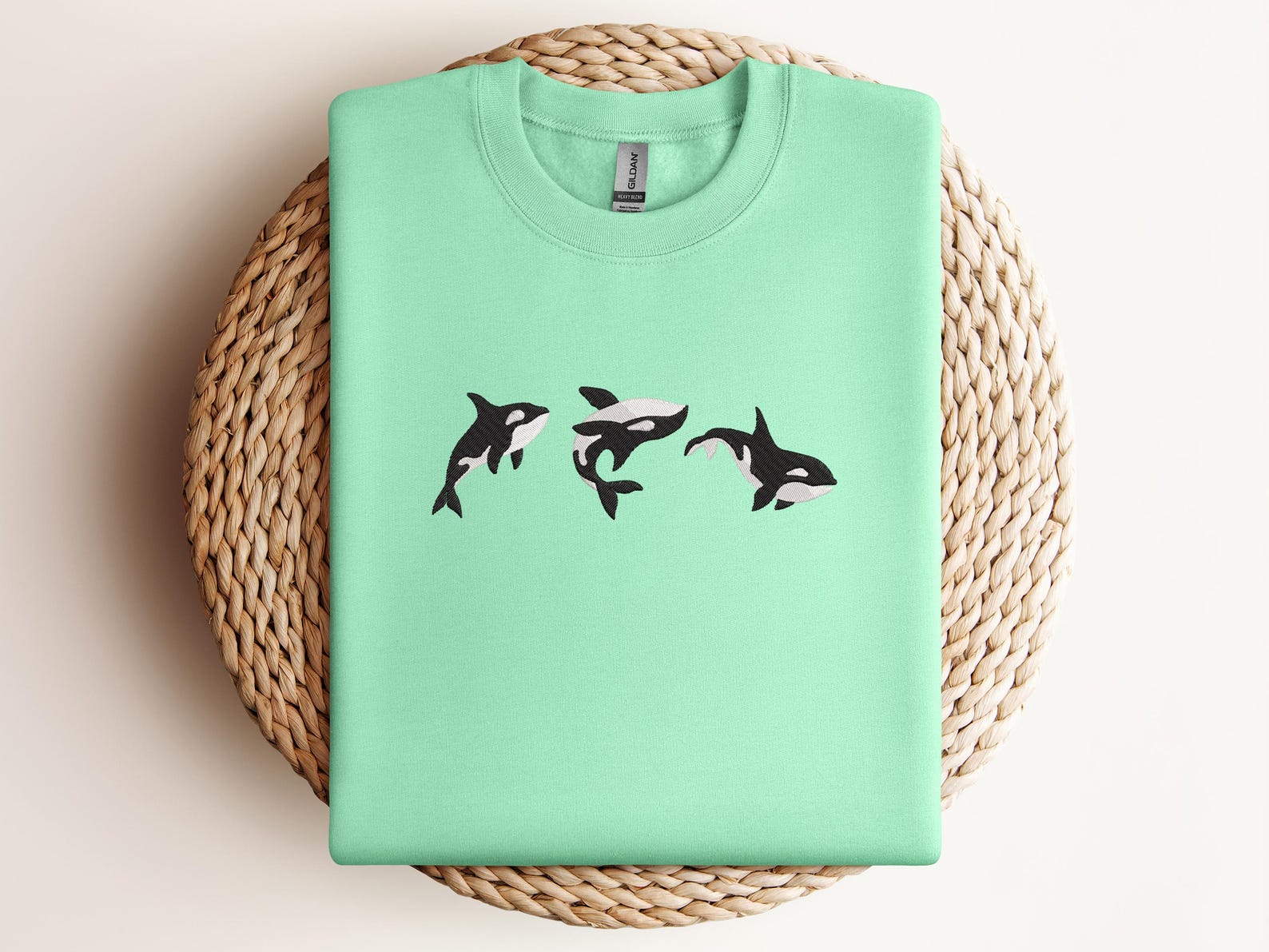 Orca Embroidered Sweatshirt – Killer Whale Ocean Crewneck – Cute Marine ...