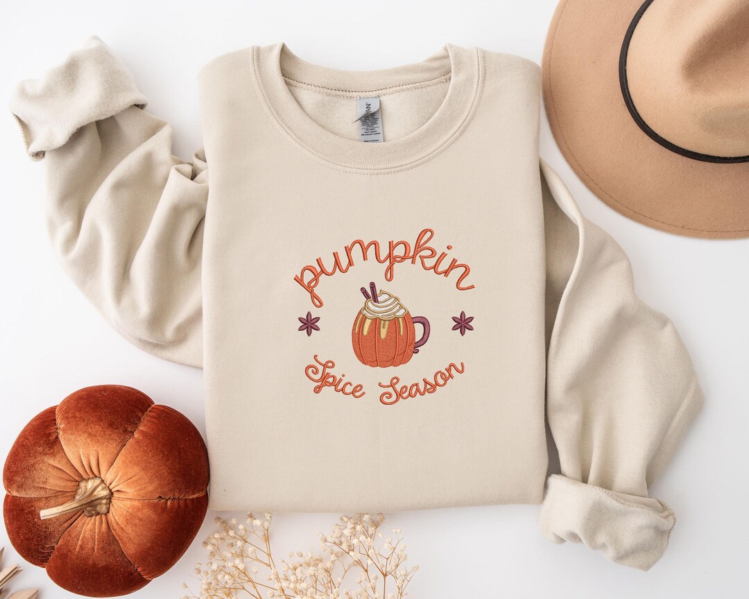 Embroidered Coffee Lover Jumper, Pumpkin Spiced Latte Jumper, Fall ...