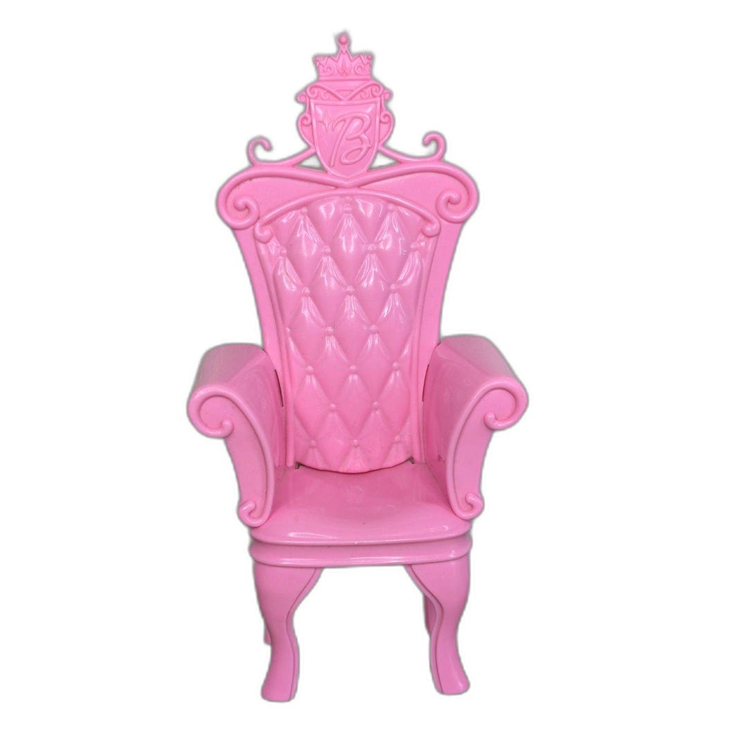 Barbie Doll Swan Lake Castle Accessories Big Pink Throne Chair Plastic ...