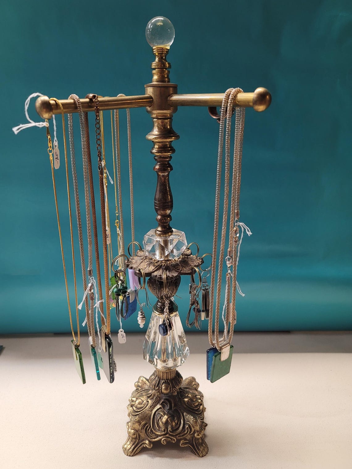 Four Arm Revolving Jewelry Holder Made From Vintage Lighting and ...