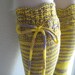 Knee High Socks Yellow and Grey Lace Merino Wool With Ties - Etsy