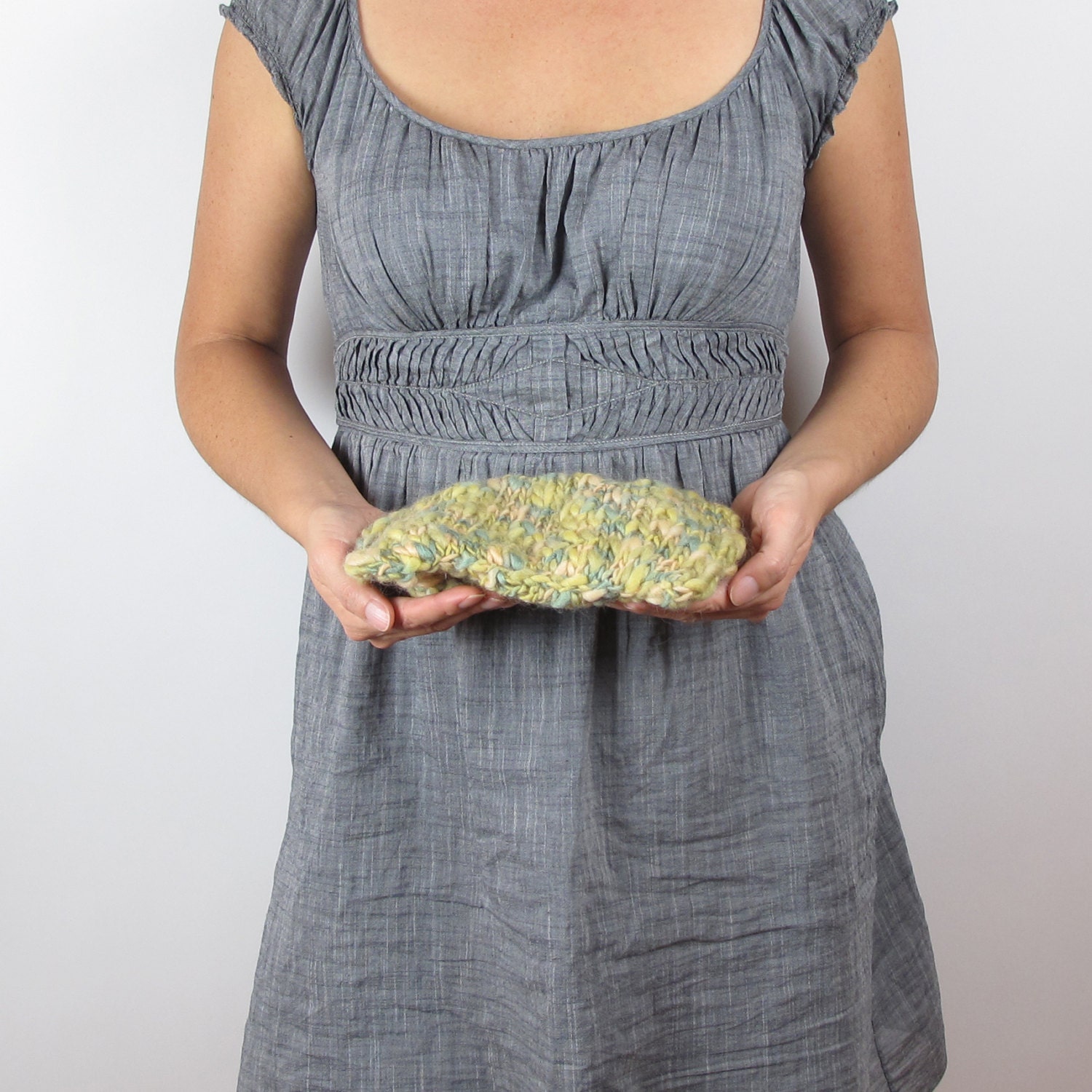 Yellow Yellow Kitty Hat Cat Hat Lemon Yellow and Lime Green Wool Hand ...