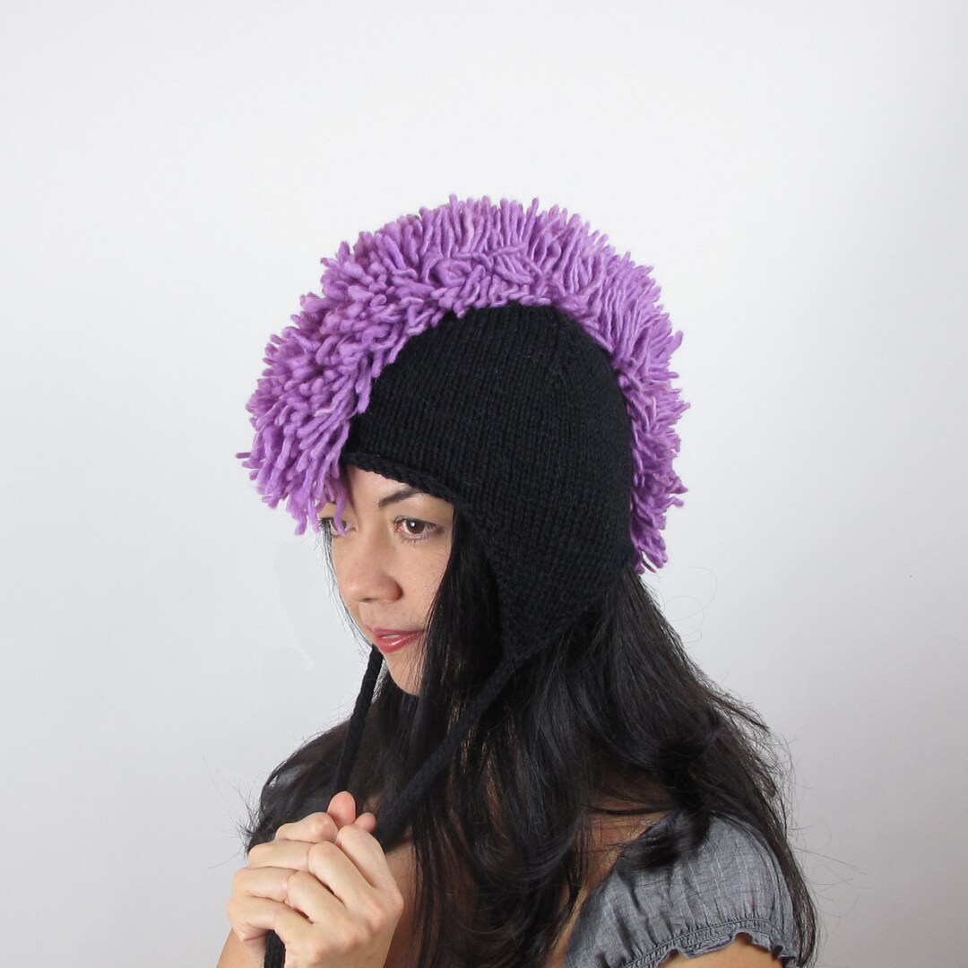 Mohawk Purple Hat Lilac Purple Wool Hand Knit Purple Mohawk Hat - Etsy ...