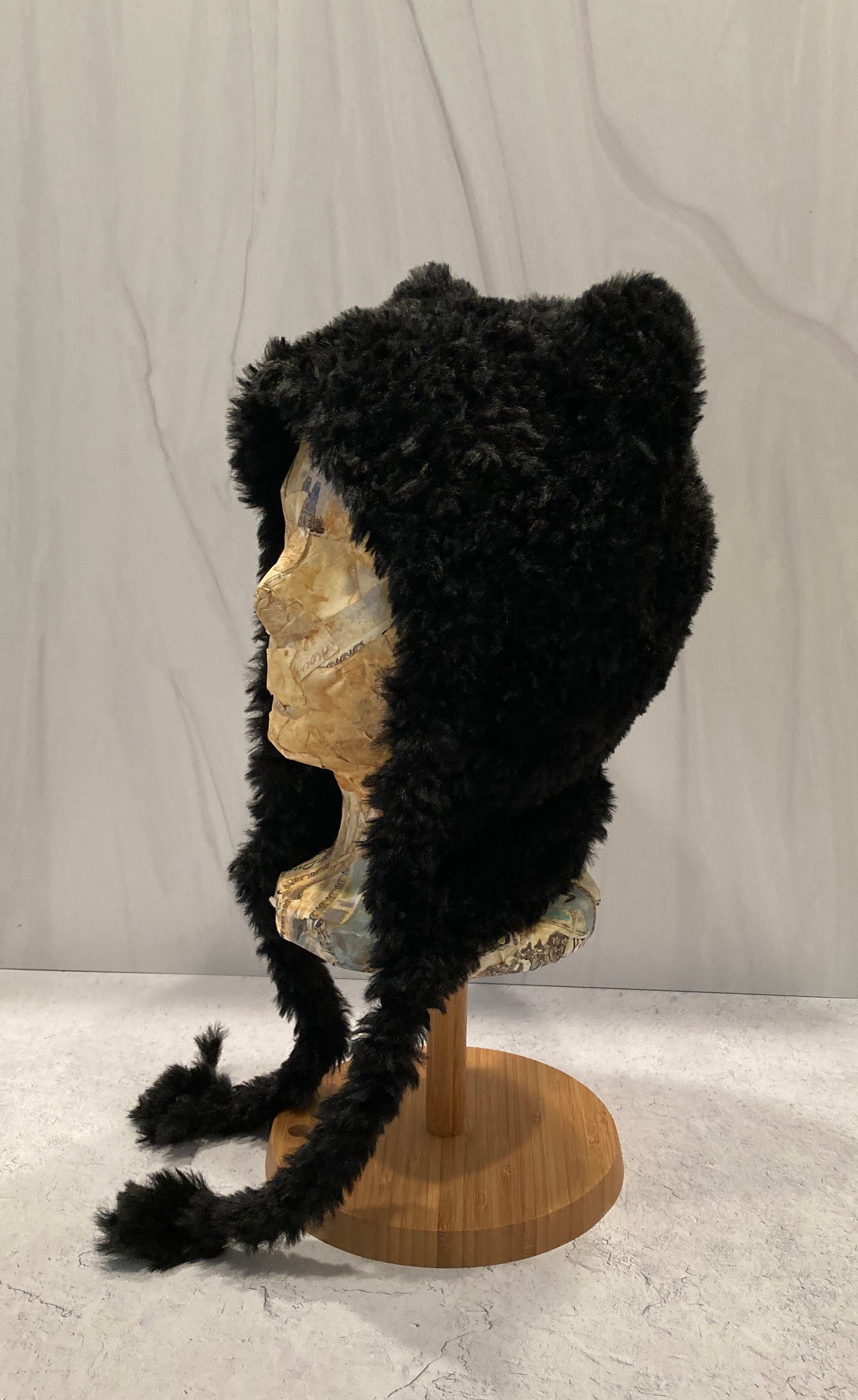 Black Bear Hat in Hand Knit Luxe Faux Fur - Etsy UK