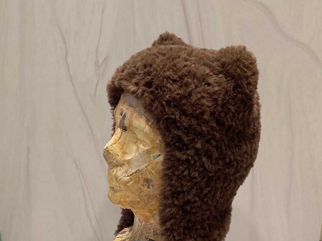 Brown Bear Hat in Hand Knit Luxe Faux Fur Hat With Ears - Etsy