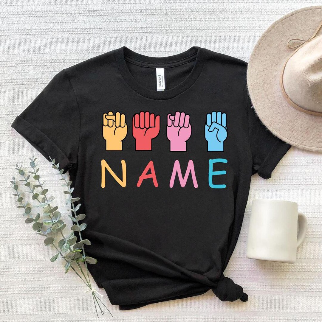 Custom Sign Language Shirt, Personalized Name Hand Sign Language Shirt ...