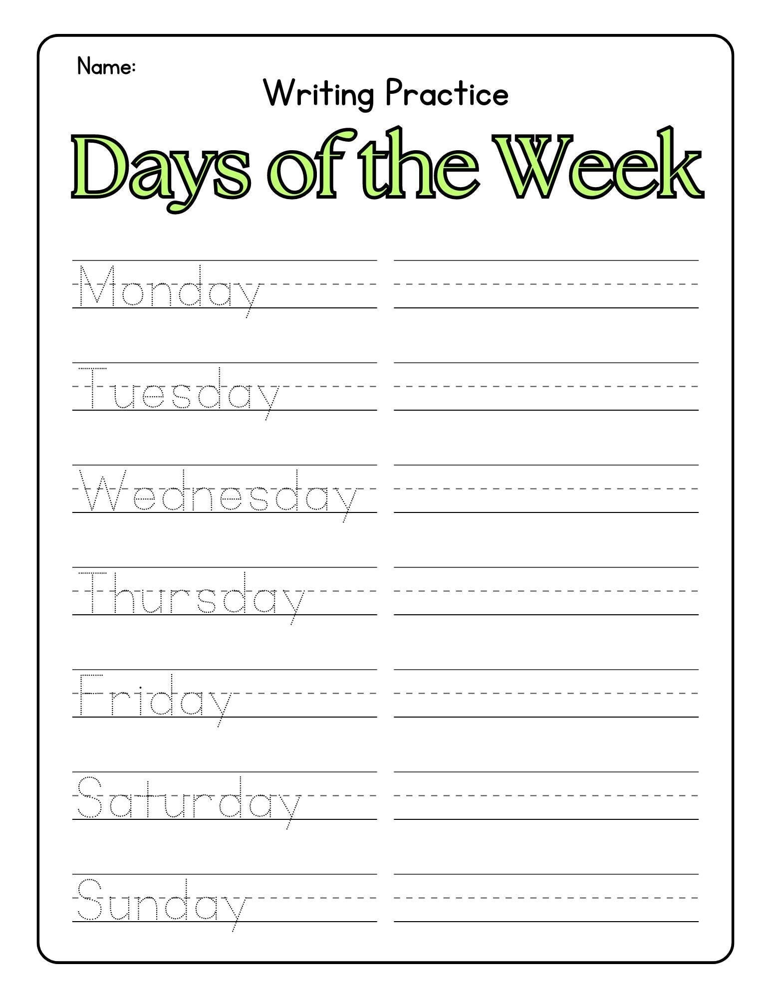 Weekday Writing Practice - Etsy