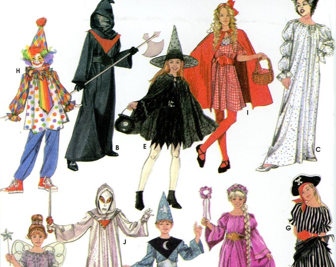 Simplicity 4860 Childrens Costumes Witch Red Riding Hood Vampire Clown ...