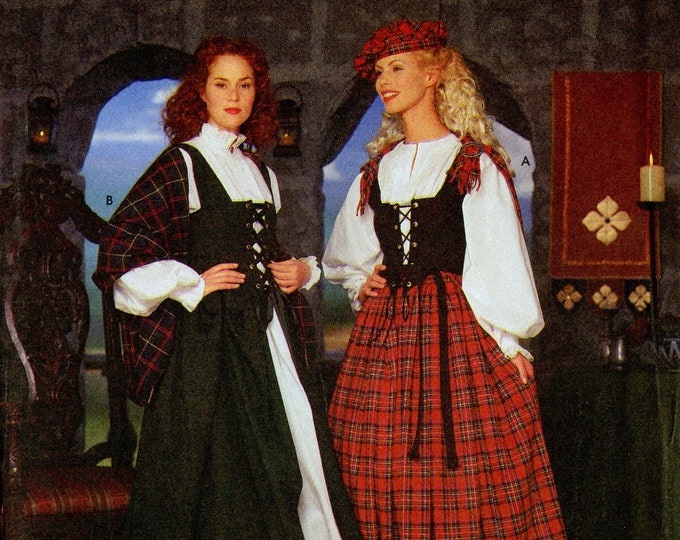 Simplicity 8855 Costume Celtic Scottish Highlander Tartan Skirt Blouse ...