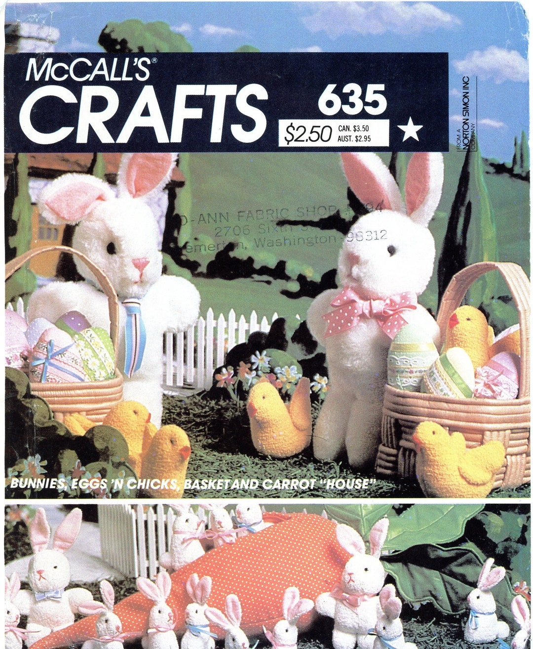 Mccall's 635 or 7421 Bunny Rabbit Chicks Egg Basket Carrot House Uncut ...