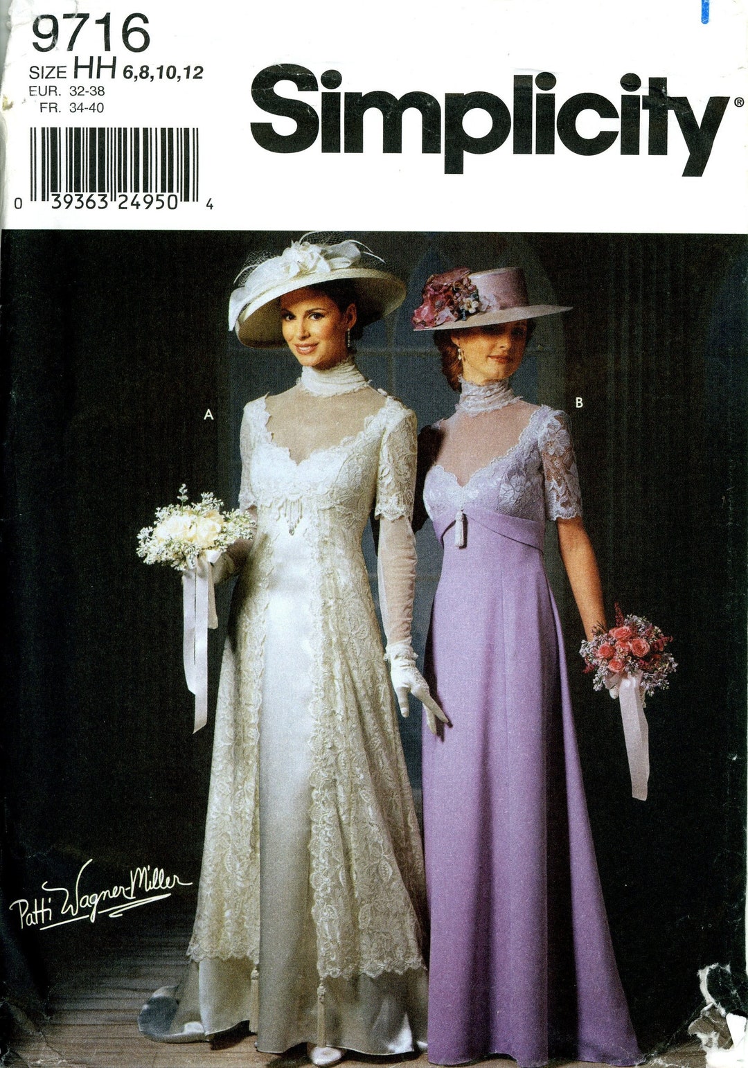 Simplicity 9716 Wedding Gown Dress Evening Edwardian Titanic and Hat by ...