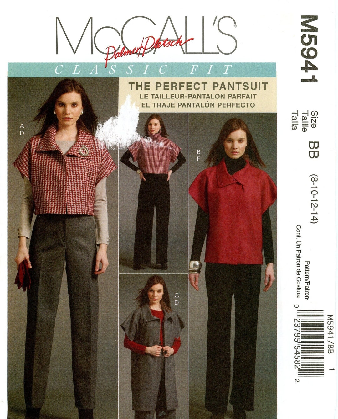 Mccall's M5941 Pantsuit Wardrobe Jacket Three Lengths Pants Palmer ...
