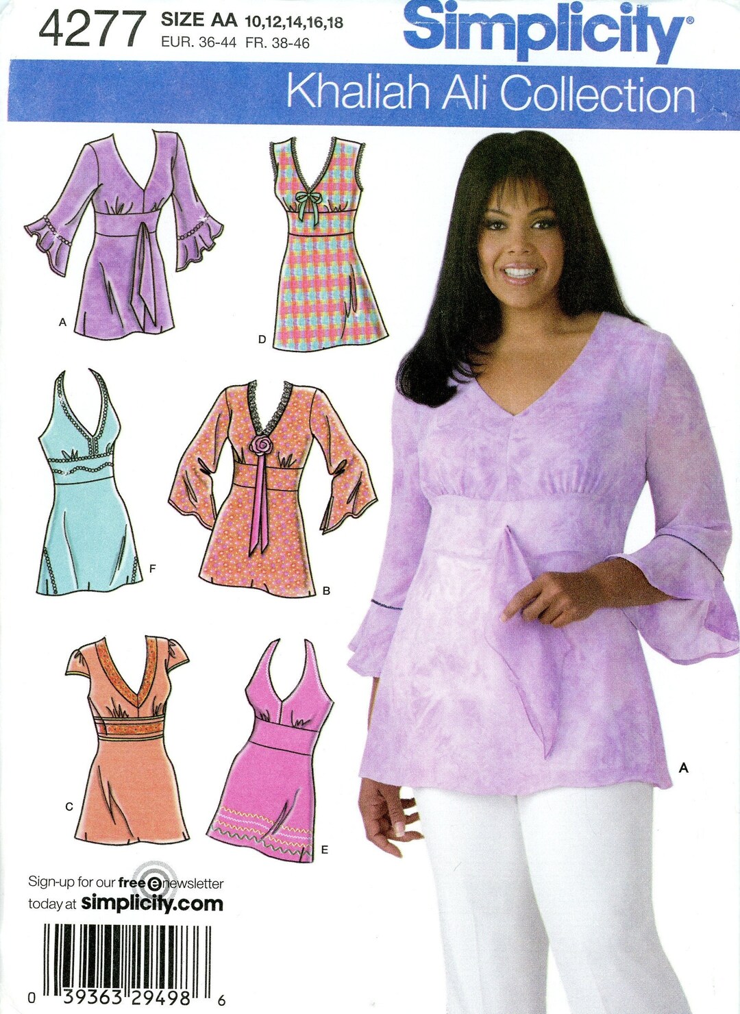 Simplicity 4277 Khaliah Ali Top Tunic Neckline Variations Halter High ...