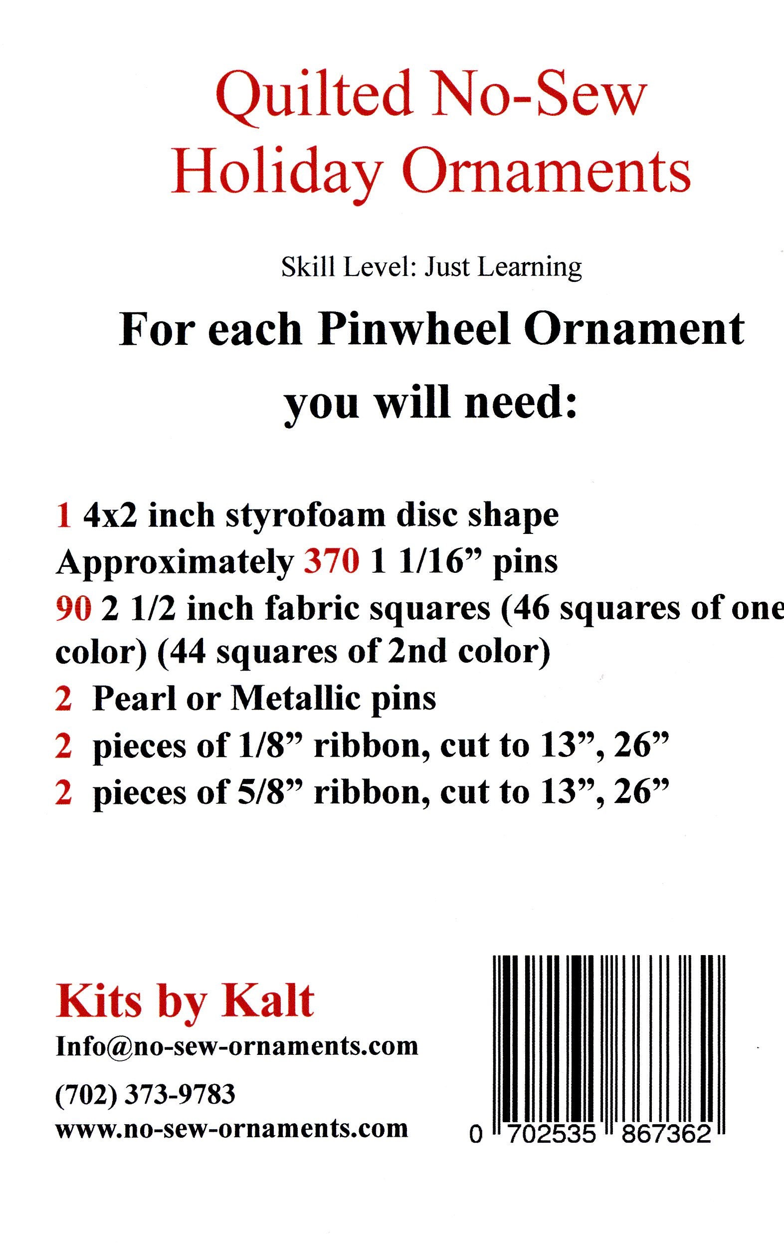 Quilted Holiday Ornaments No Sew Pattern From Kits by Kalt Fabric Craft ...