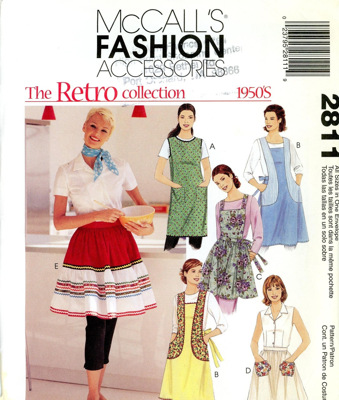 Mccall's 2811 Retro 1950s Apron Uncut Vintage Sewing Pattern 2000 - Etsy