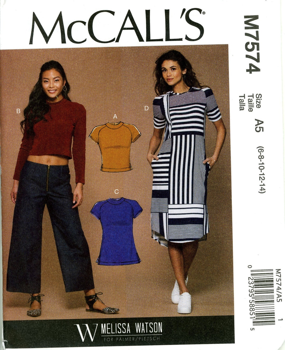 Mccall's M7574 7574 Knit Top Tunic Dress Pullover by Melissa Watson ...