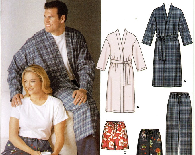 Simplicity 5314 Mens Womens Pajama Pants Shorts Wrap Front Robe 2 Hour ...