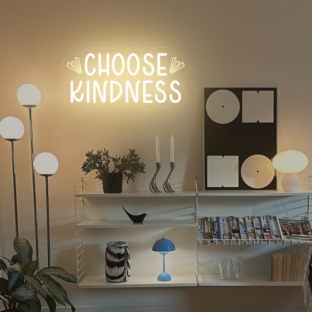 Choose Kindness Neon Sign, Classroom Rules Decor, Positive Quote Neon ...