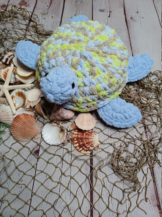 Toys Stuffed Animals & Plushies Blue Crochet Sea Turtle Plush etna.com.pe