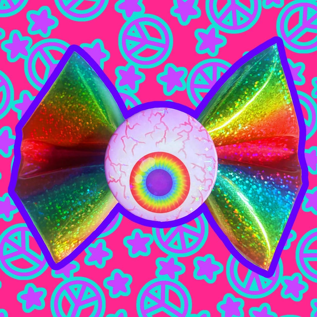 Rainbow Eyeball Bow - Etsy