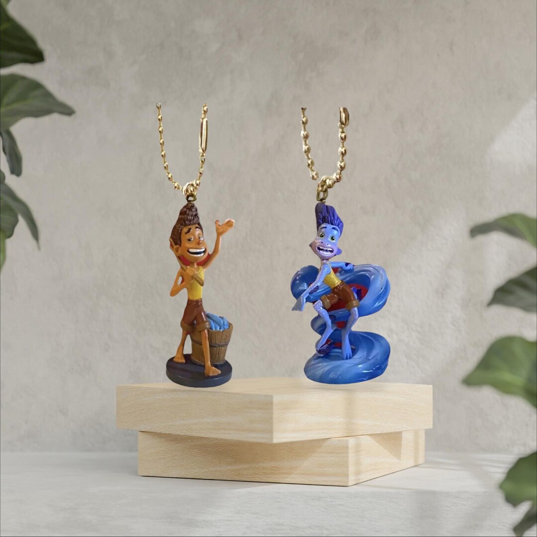 Alberto Boy & Sea Monster Set Keychain Dangler PVC Figure Ornament Luca ...