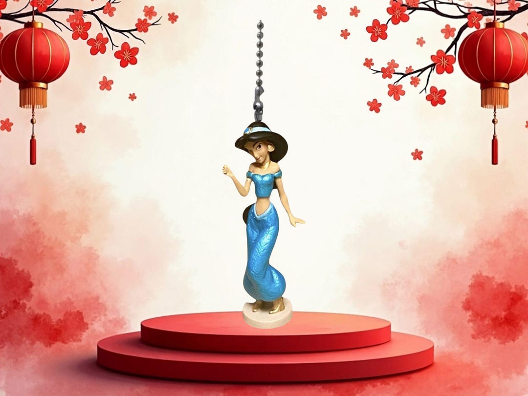 Princess Jasmine Pvc 3” Fan Lamp Light Pull Chain Figure Disney Aladdin ...