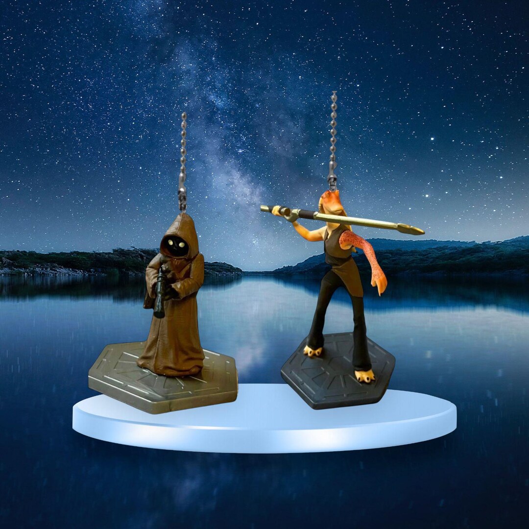 Star Wars Jar Jar Binks & Jawa Set Fan Lamp Pull Chain Figure Sith Lord ...
