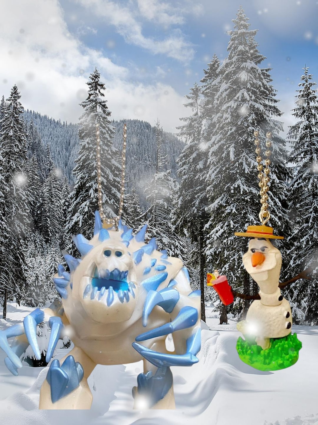 Frozen Marshmallow & Olaf Summer Pvc Keychain Dangler Key Chain ...