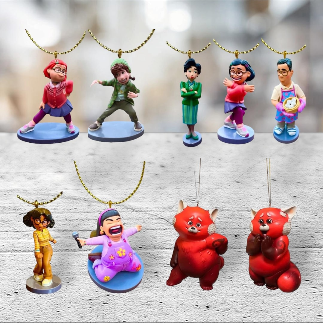 Turning Red 9pc Ornament Set Mei Jin Ming Lee Pandas Priya PVC Figure ...