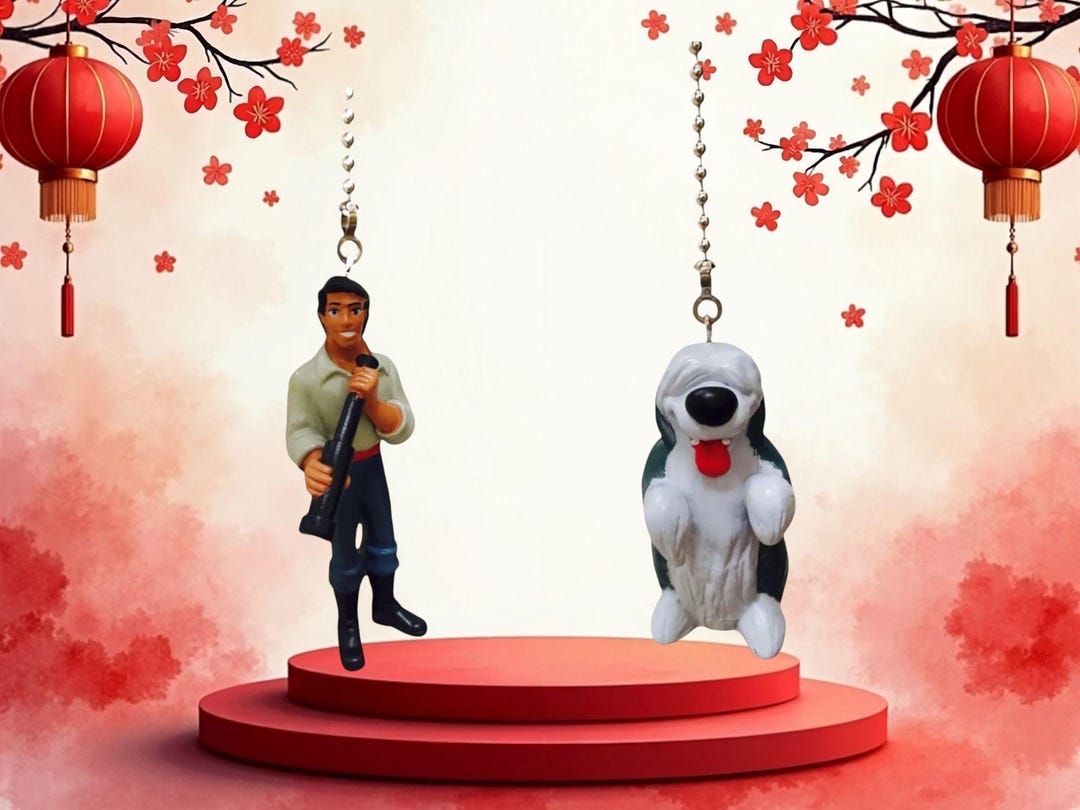 Prince Eric & Max Dog Fan Lamp Pull Chain Set Little Mermaid Figure ...