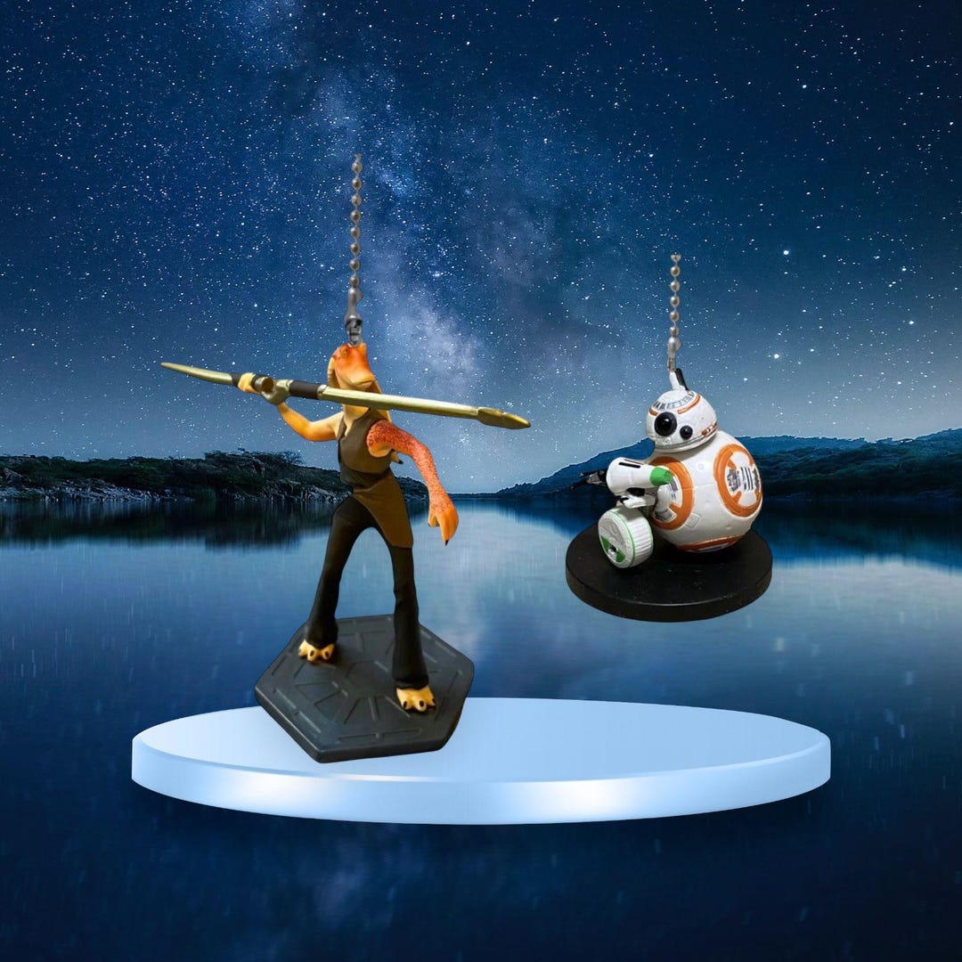 Star Wars Jar Jar Binks & BB8 Set Fan Lamp Pull Chain Figure Sith Lord ...
