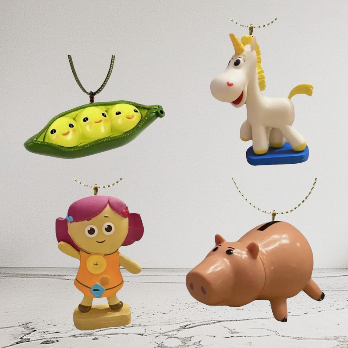 Toy Story Dolly Doll Buttercup Peas in A Pod Hamm 4 Ornament Figure ...