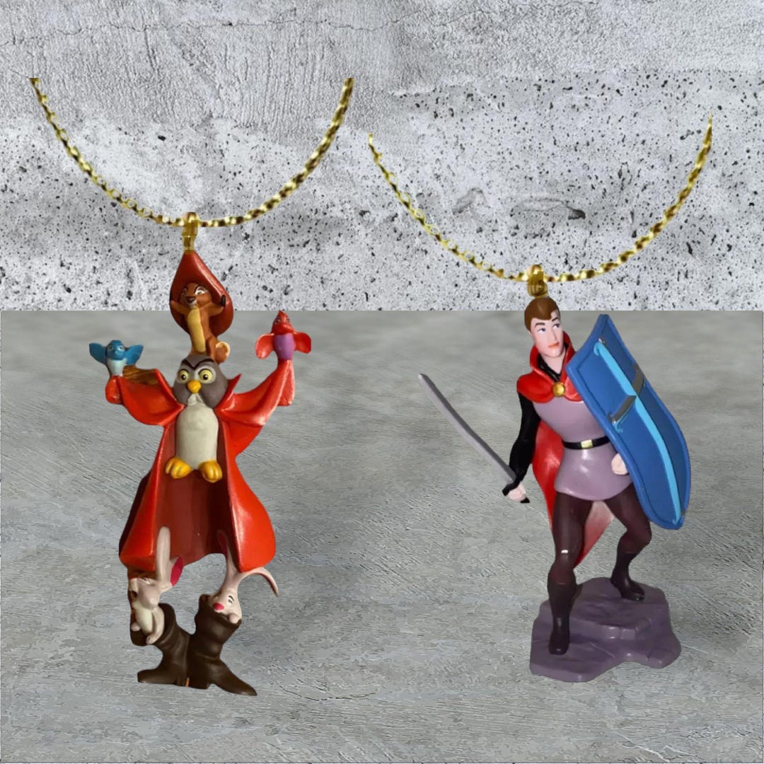 Sleeping Beauty OWL & Prince Phillip Set Ornament PVC Figure Figurine ...