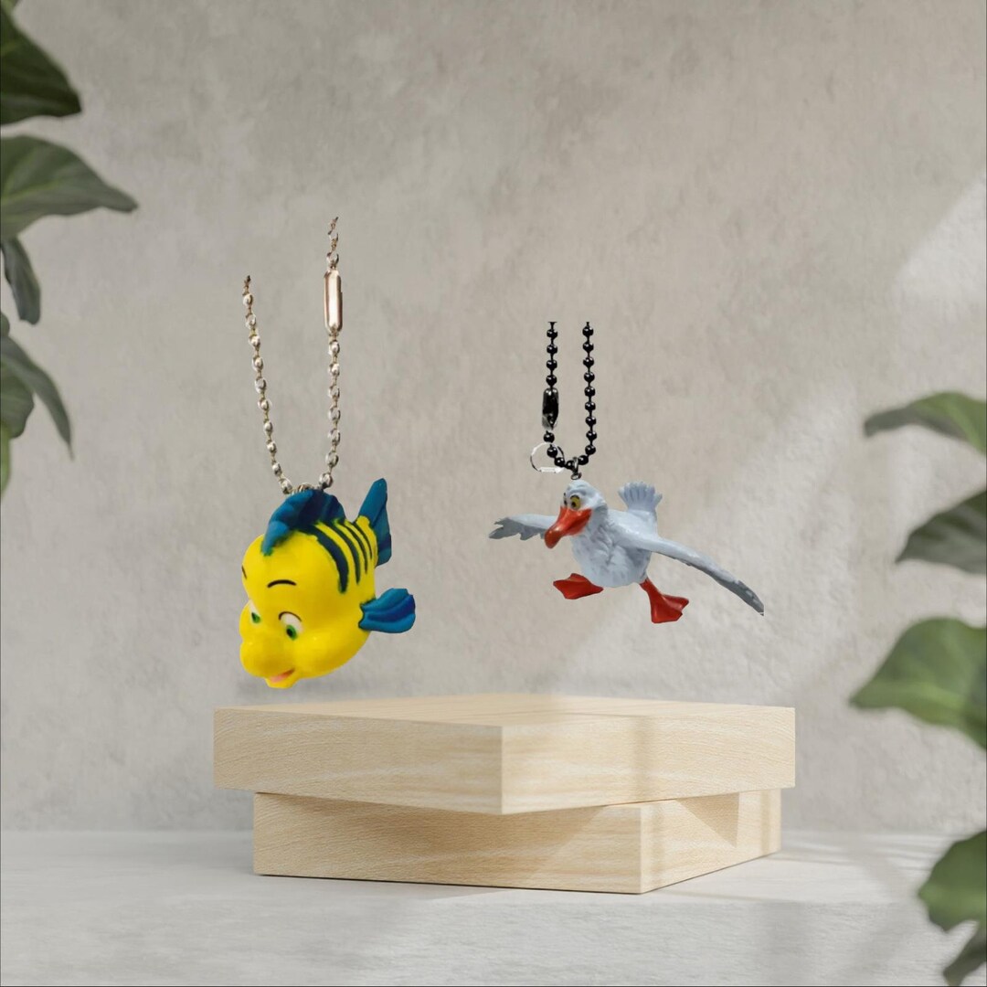 Flounder Fish & Scuttle PVC Keychain Dangler Ornament Charm Little ...