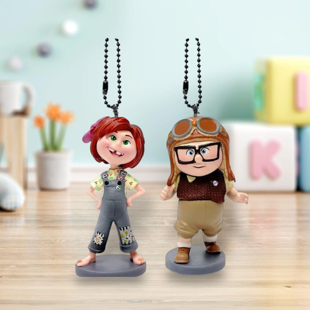 UP Young Carl Fredricksen & Ellie Wife 4 PVC Keychain Dangler Ornament ...
