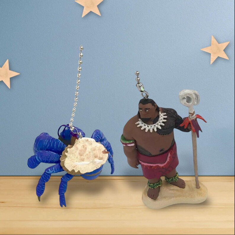 Chief Tui Moana Dad & Tamatoa Crab Fan Lamp Pull Chain Figure PVC ...