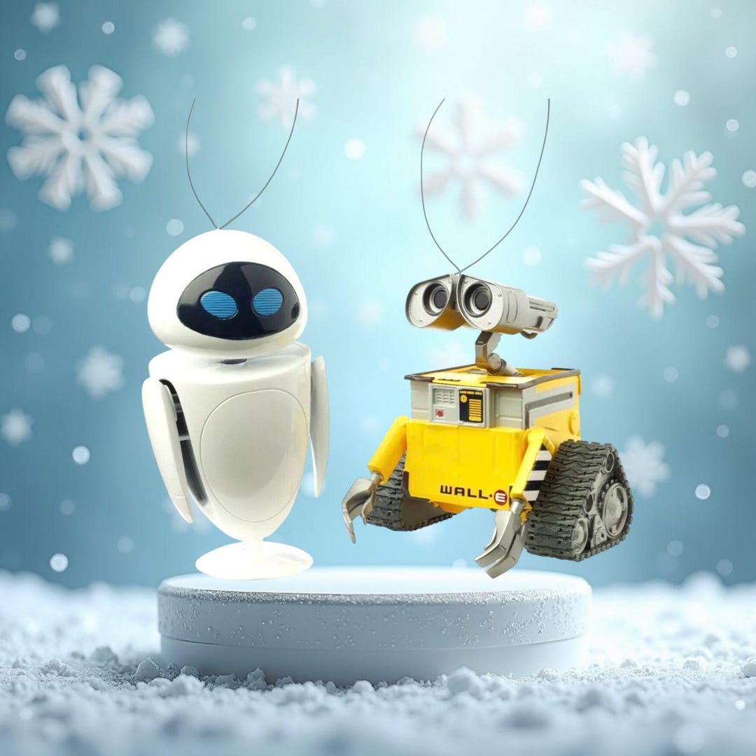 Wall E & Eve Robot 2pc PVC Ornament Set Figurine Figure Charms 4” Rare ...