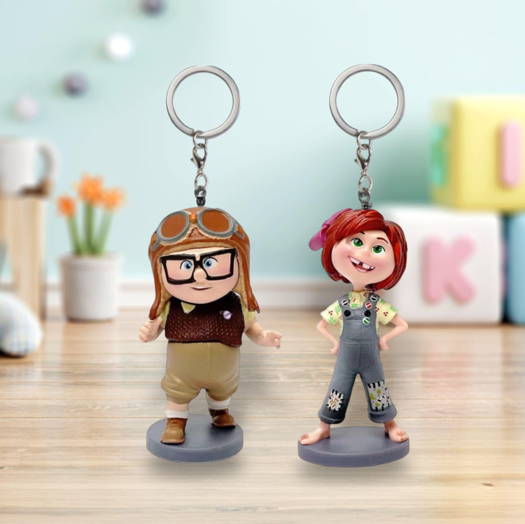 UP Young Carl Fredricksen & Ellie Wife 4” PVC Key Ring Keychain ...