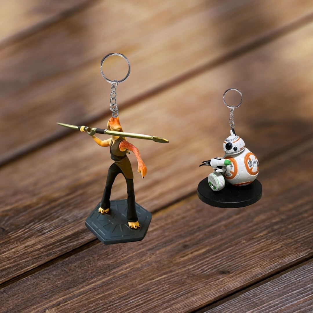 Star Wars Jar Jar Binks & BB8 Key Ring Keychain Figure Sith Lord PVC ...
