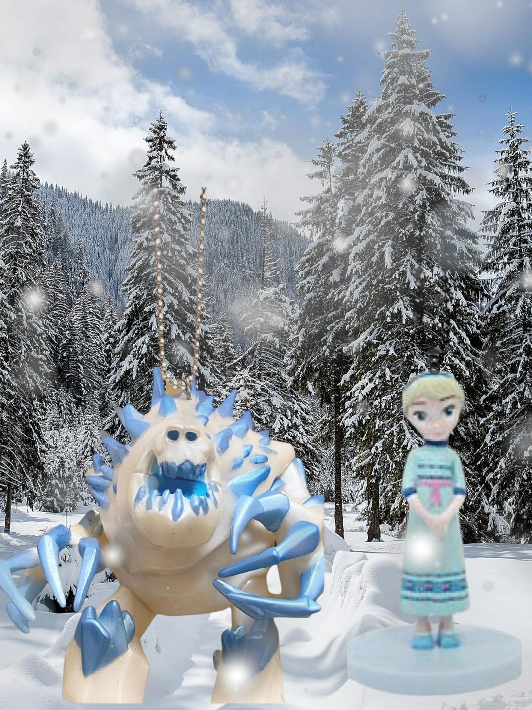 Frozen Marshmallow & Baby Toddler Elsa Keychain Dangler Ornament Figure ...