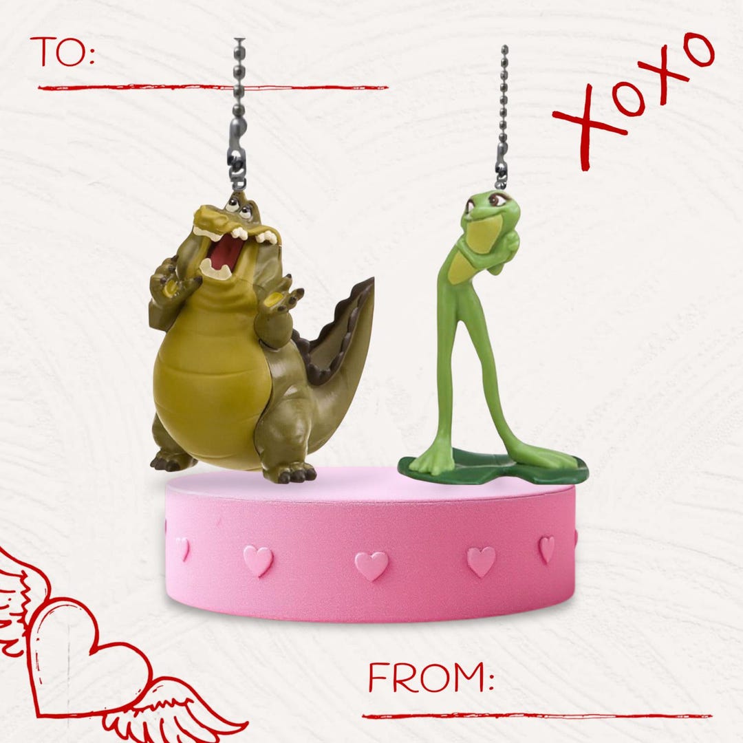 Louis Alligator & Princess Tiana Frog PVC Fan Lamp Light Pull Disney ...