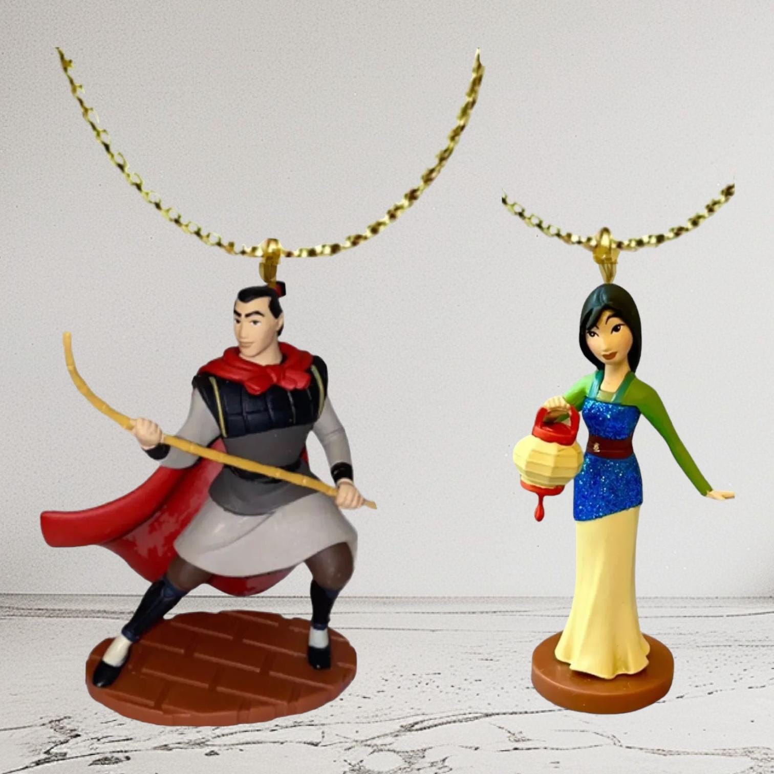 Mulan & Li Shang Pvc 4” Ornaments Figure Figurine Holiday Charm Dangler ...