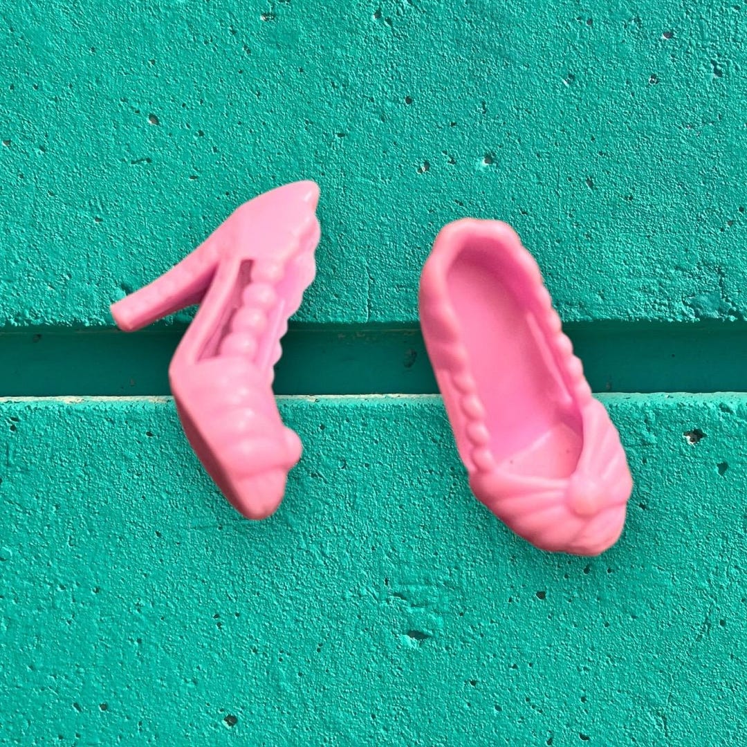Barbie Doll Accessories Pink Bow Pumps Shoes High Heels Vintage LOL OMG ...
