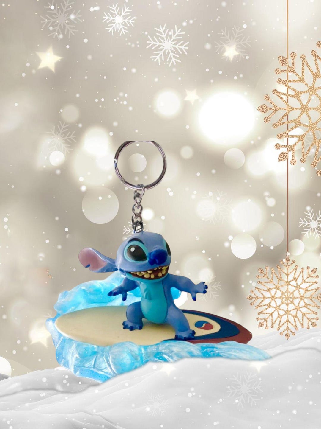 4" Surfer Stitch Key Ring Keychain PVC Figure Figurine Lilo Stitch Dog ...