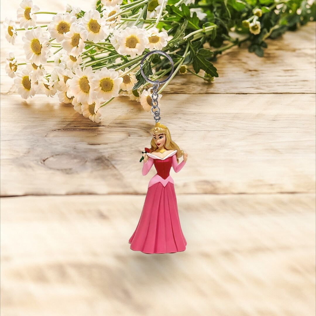 Sleeping Beauty Aurora Rose Key Ring Keychain Ornament PVC Figurine ...